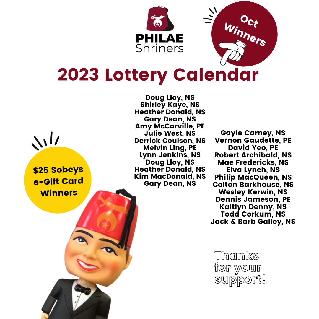 Lottery Calendar 2026 – Philae Shriners